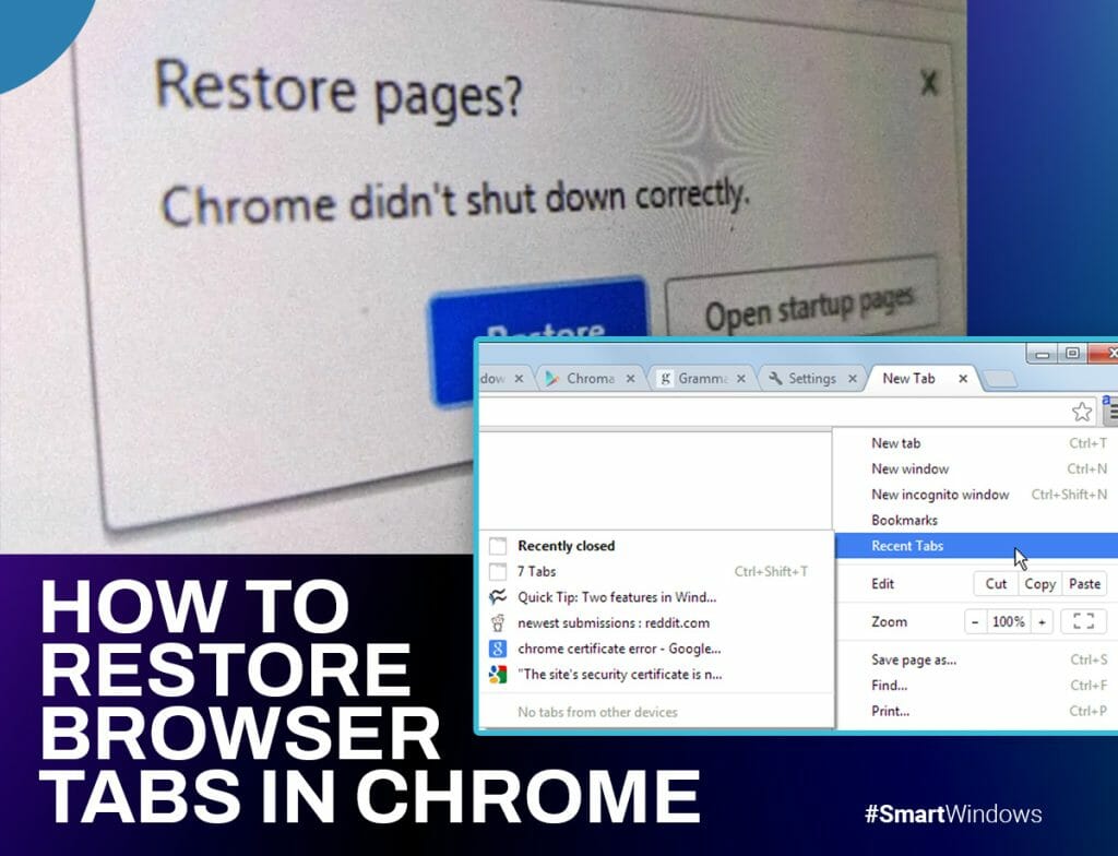 How to Restore Browser Tabs in Chrome - Useful Tips - SmartWindows